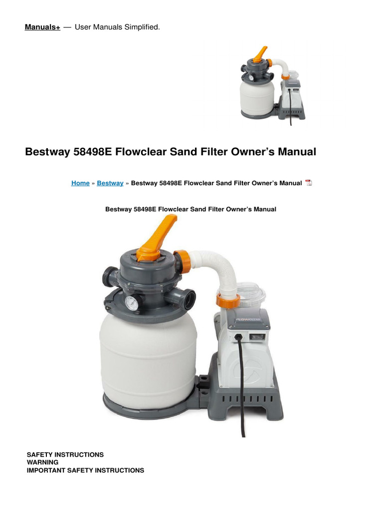 Bestway 58498E Sand Filter Manual | PDF | Radio | Electromagnetic ...