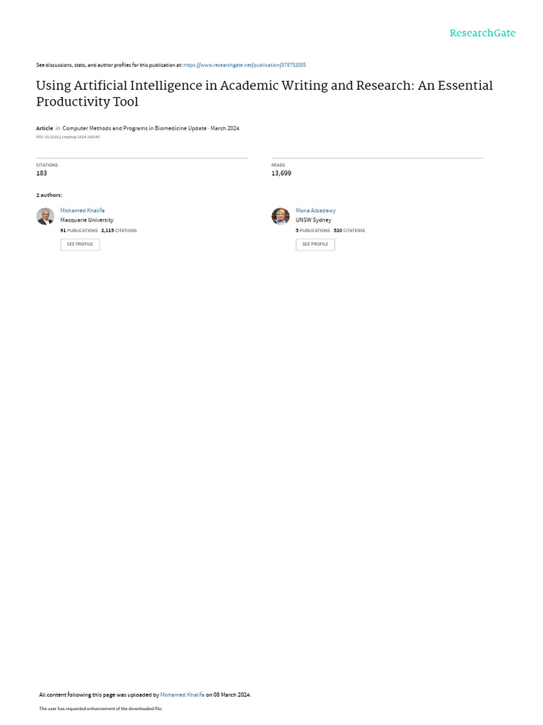 AI in Academic Writing: A Productivity Tool | PDF | Artificial ...