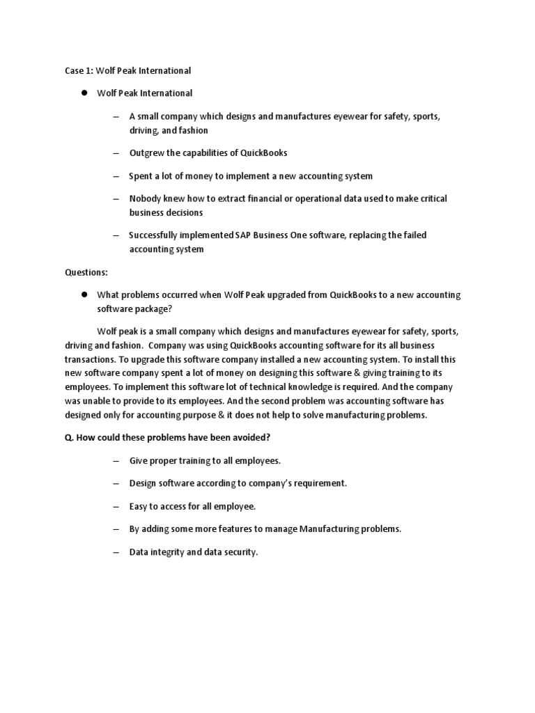 Case Study Chapter4 | PDF | Enterprise Resource Planning | Sap Se