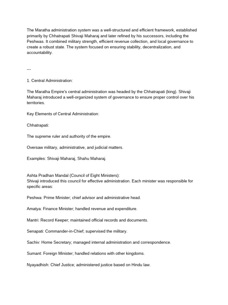 Maratha Administration | PDF