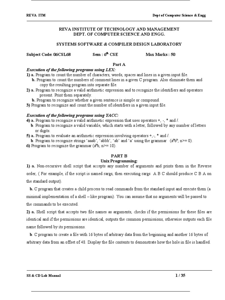 System Programming Lab Cse Pdf Command Line Interface Parsing
