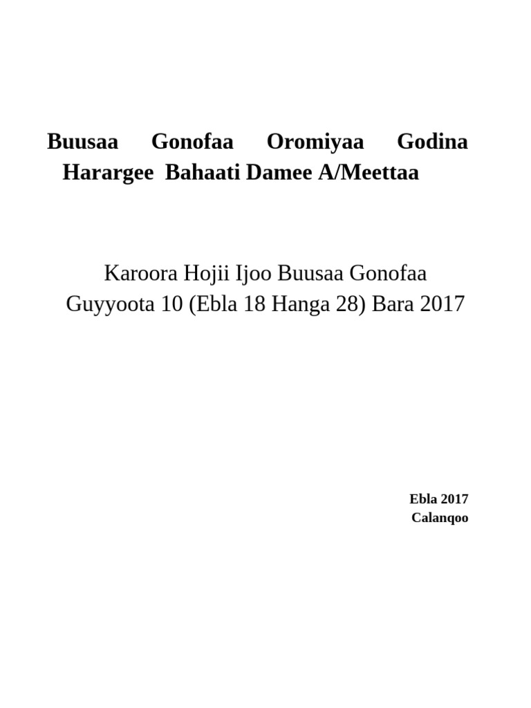 Karoora Guyyaa 10 Kallatti Ict | PDF
