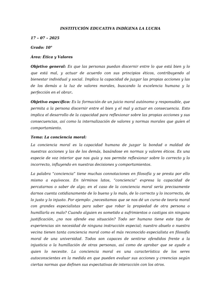 Institución Educativa Indígena La Luch2 | PDF | Moralidad | Sicología