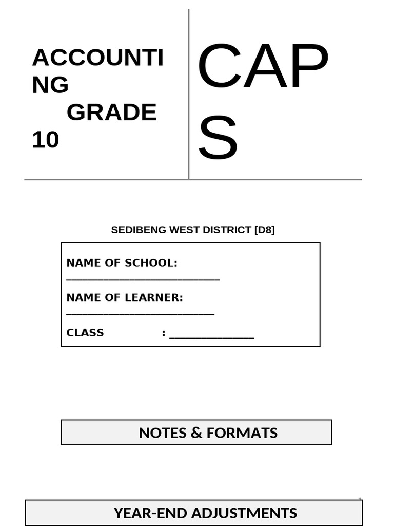 Grade 10 Accounting Year-End Adjustments | PDF | Debits And Credits ...