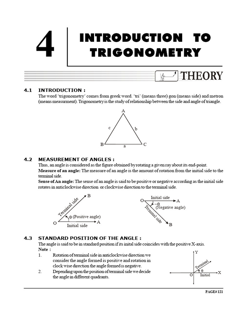 Trigonometry Basics for Class X Students | PDF | Trigonometric ...