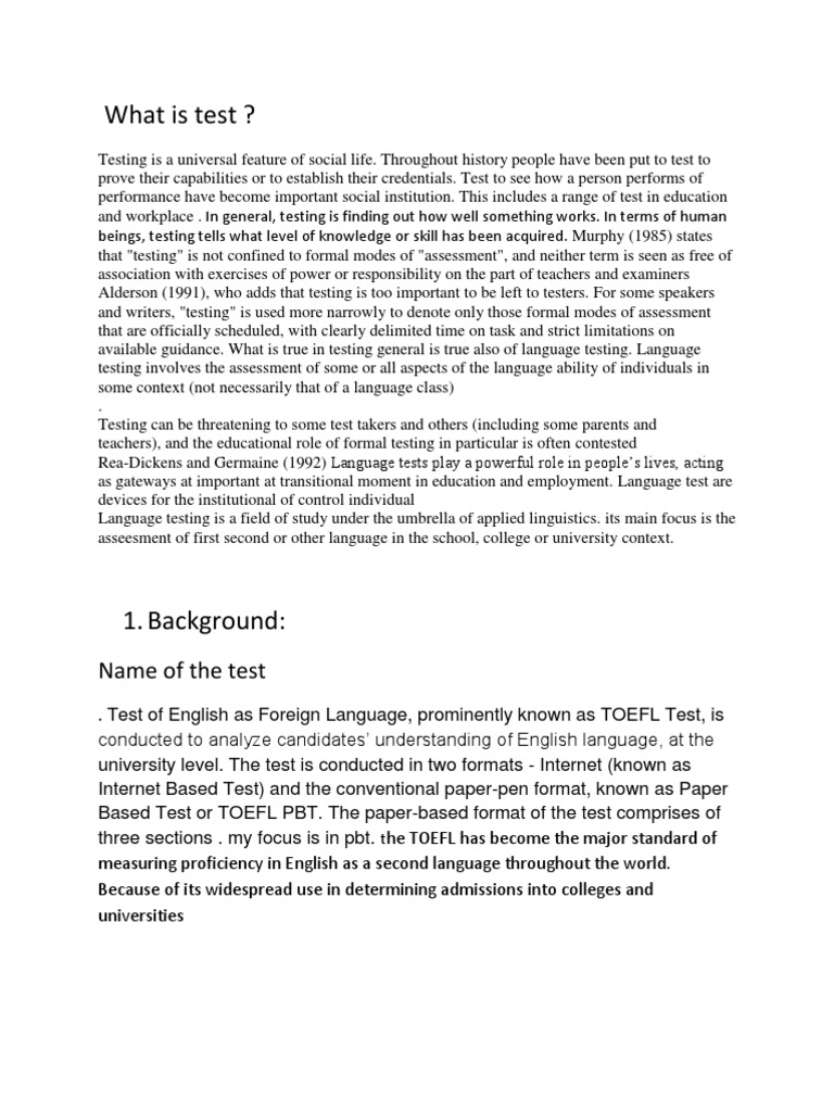 What Is Test | PDF | Test Of English As A Foreign Language | Question