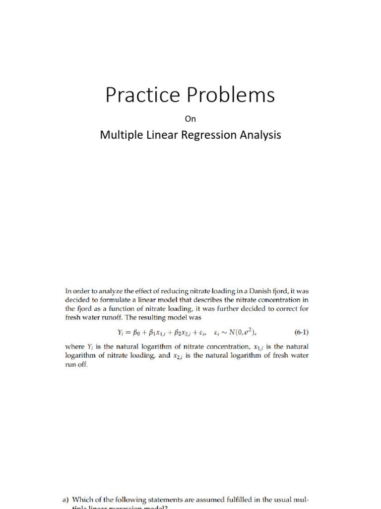 Multiple Linear Regression Practice R | PDF