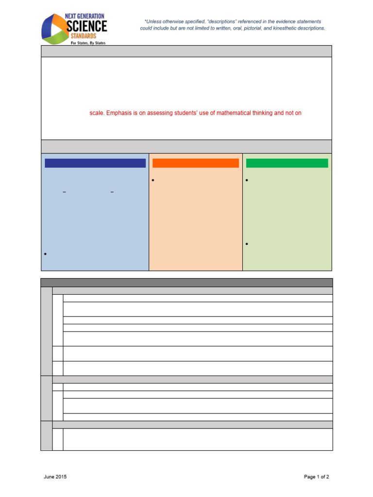 HS-PS1-7 Evidence Statements June 2015 Asterisks | PDF | Mole (Unit ...