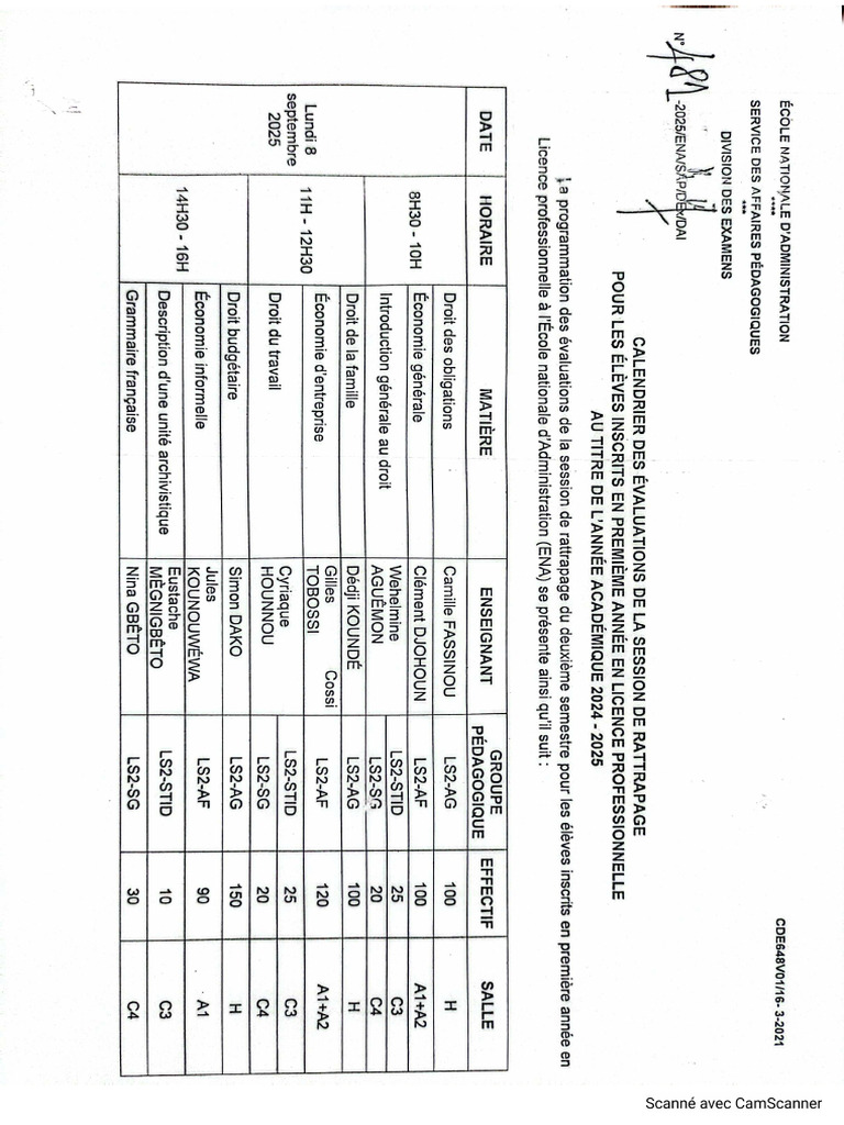Calendrier Rattrapage LS2 | PDF
