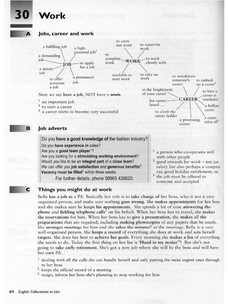 Work & Jobs - Cambridge Vocabulary | PDF | Business