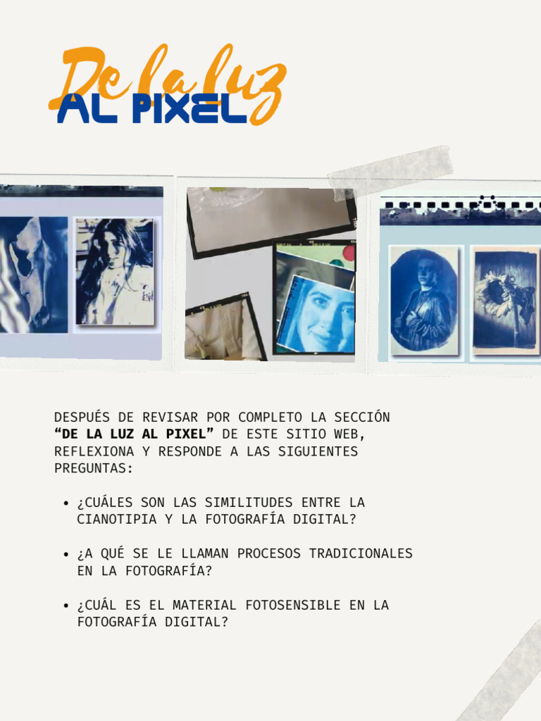 De La Luz Al Pixel Hoja de Reflexion | PDF