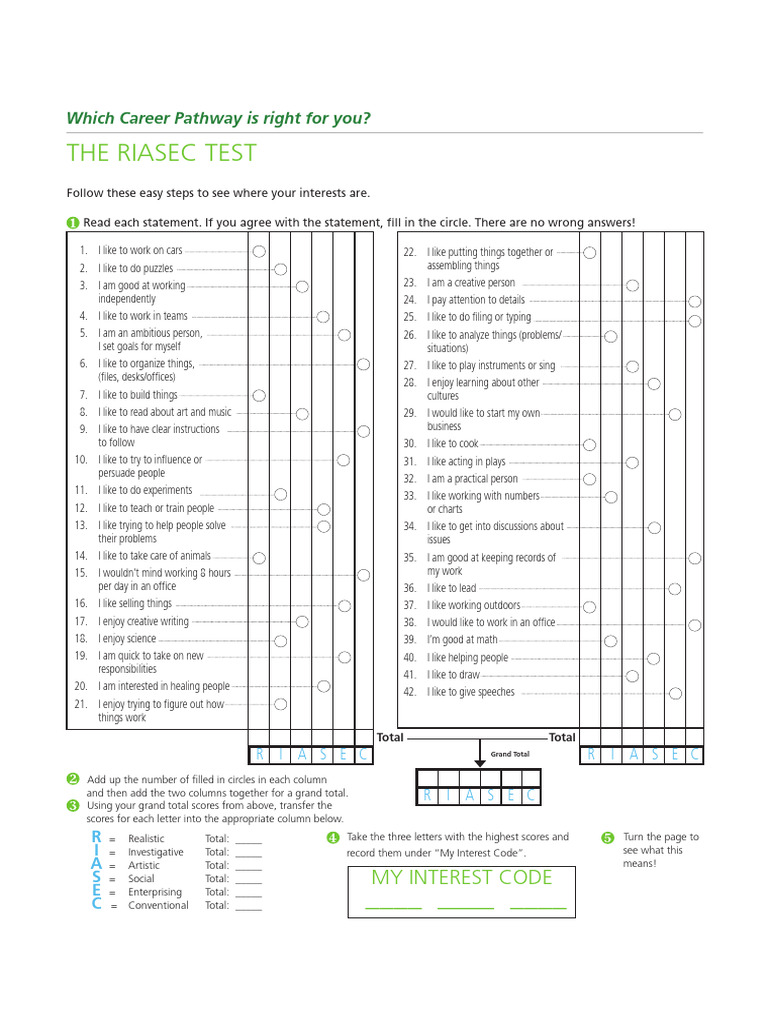 Https:Hawaiipublicschools - org:DOE Forms:CTE:RIASEC | PDF | Business ...