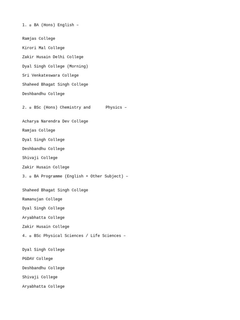 Cuet Collages List | PDF