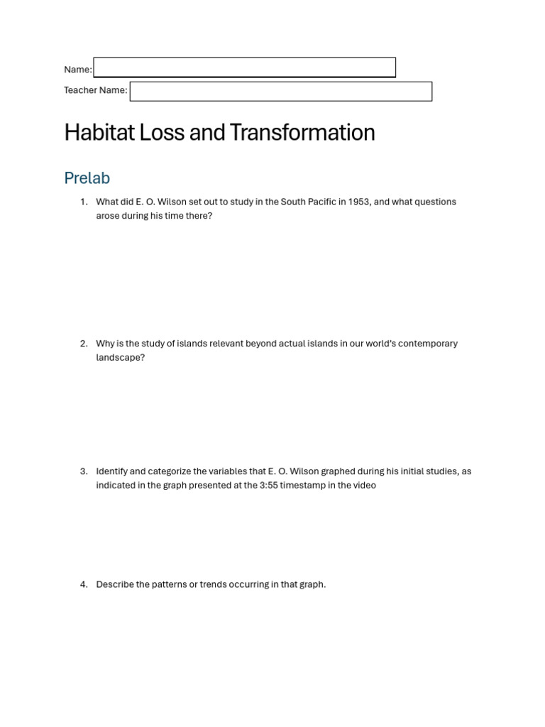 LWU HabitatInvestigationLab | PDF | Biodiversity | Species