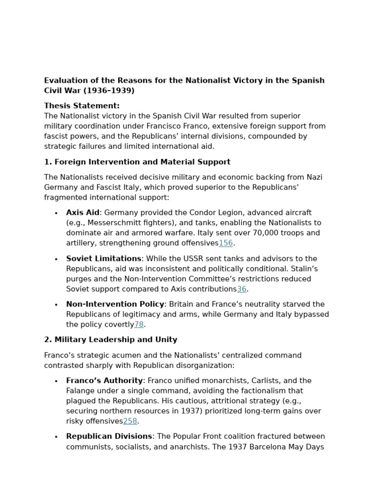 Nationalist Victory in Spanish Civil War Analysis | PDF | Spanish Civil ...