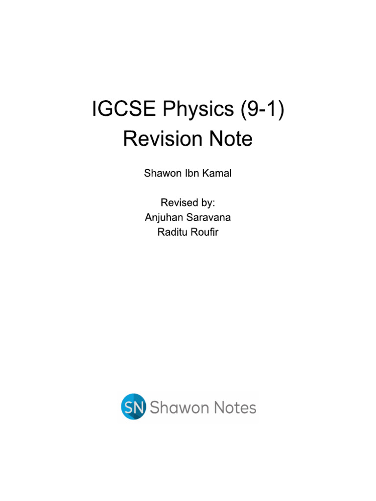 Physics Notes For Edexcel Igcse | PDF