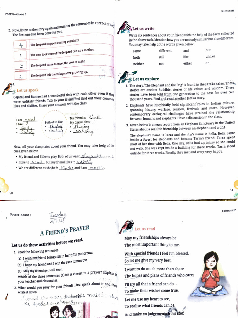 Friendship Activities for Grade 6 | PDF | Linguistics | Grammar