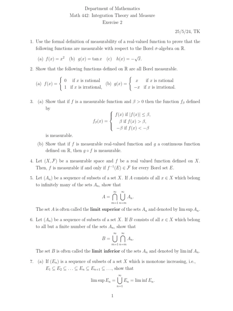 Measurable Functions in Integration Theory | PDF | Mathematics ...