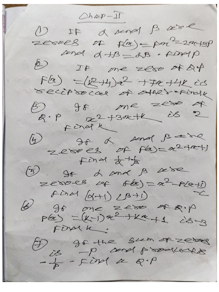 Math's Chap-2, MCQ Type Questions (Polynomials) | PDF