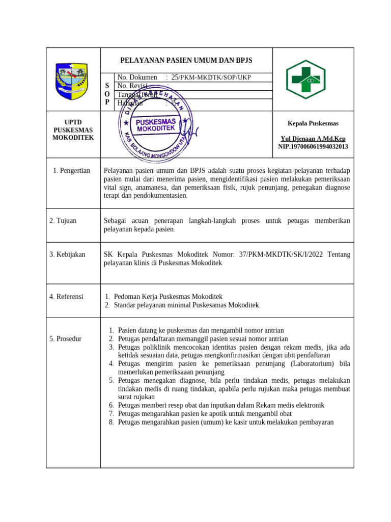 Prosedur Pelayanan Pasien BPJS di Puskesmas | PDF