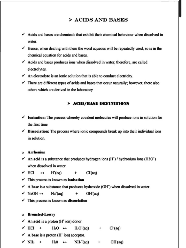 Acids and Bases: Key Concepts and Definitions | PDF | Acid | Hydroxide