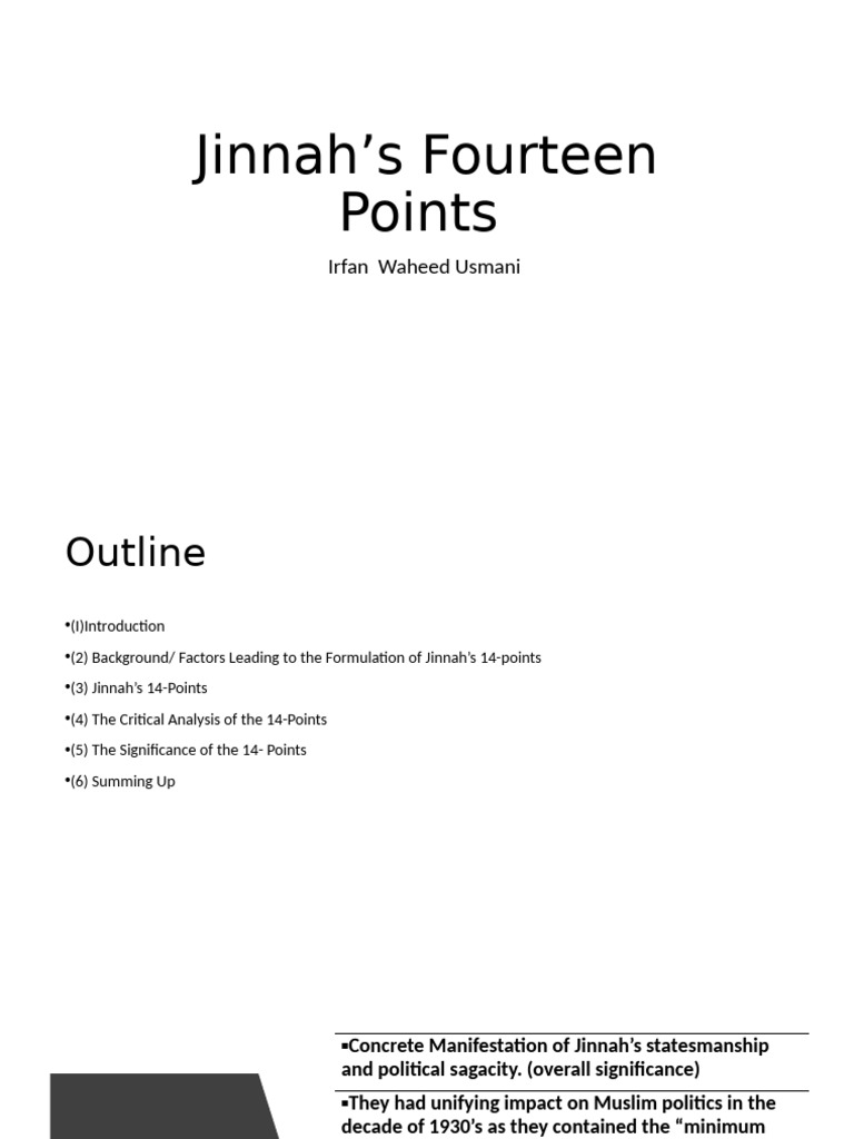 Jinnah's 14 Points: Significance & Analysis | PDF | All India Muslim ...