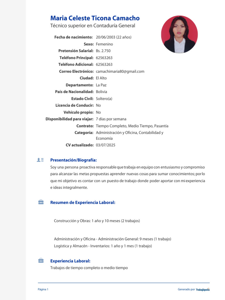 Maria Celeste Ticona Camacho 1259667 | PDF | Contabilidad | Contador