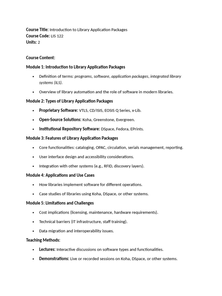 Library Application Packages Overview | PDF