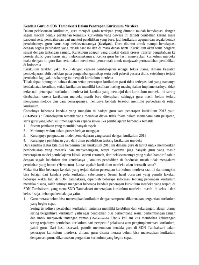 Artikel Kurikulum Merdeka Di SDN Tambaksari | PDF