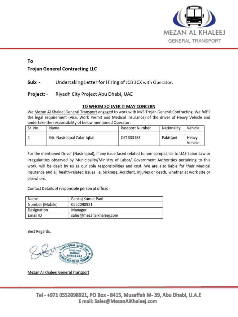 Undertaking Letter-Nasir Iqbal | PDF