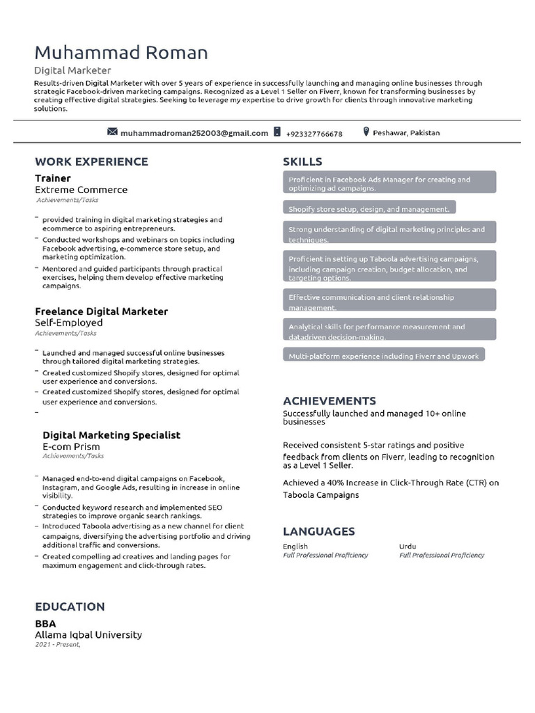 Muhammad's Resume DM PDF | PDF