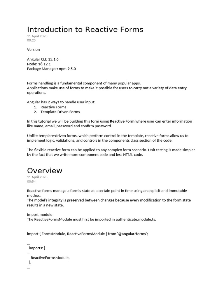 Introduction To Reactive Forms | PDF | Computer Programming | Software ...