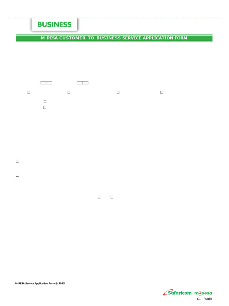 M-PESA Till Number Application Form | PDF | Email Address | Service ...