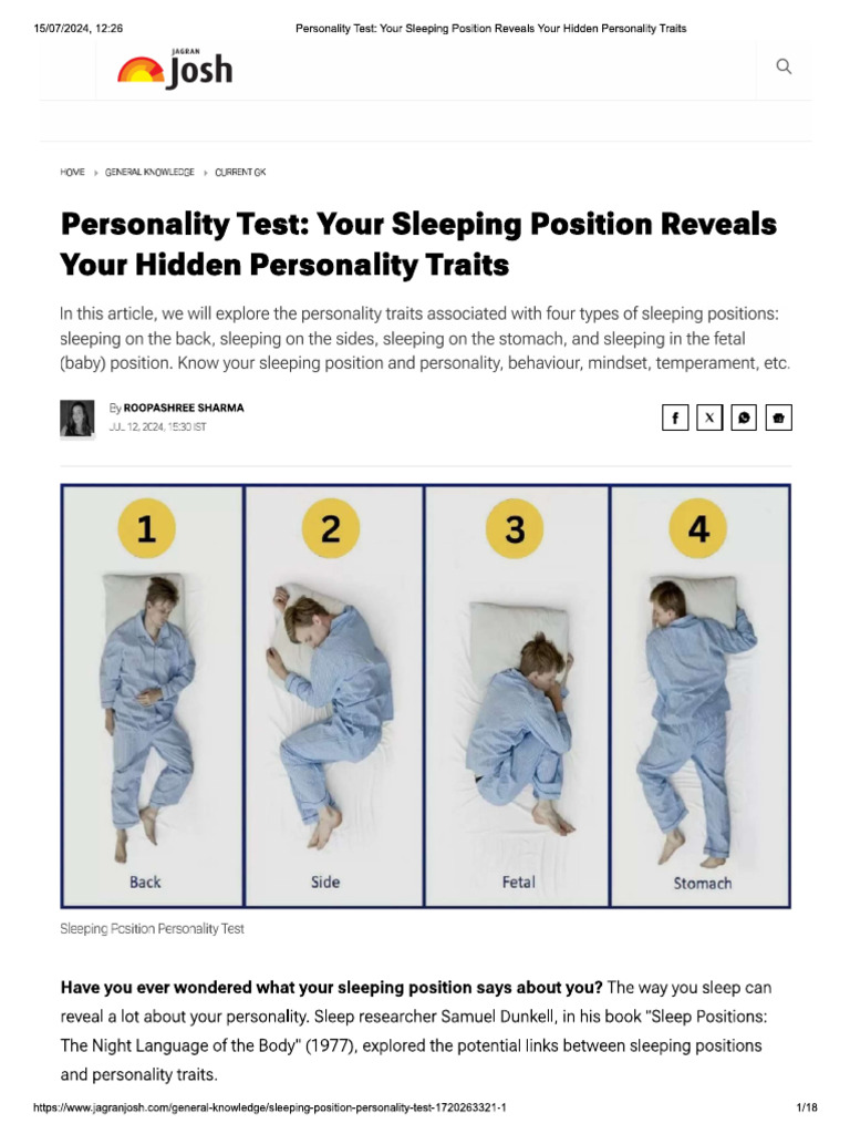 Personality Test Your Sleeping Position Reveals Your Hidden