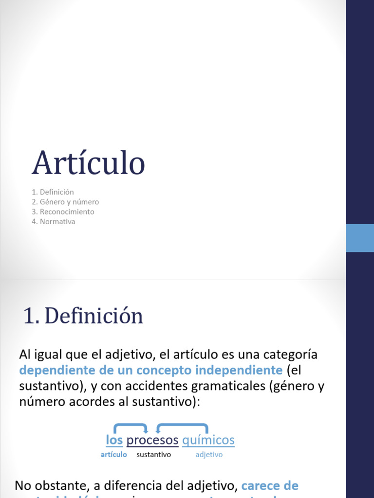 Artículos en gramática: definición y uso | PDF | Género gramatical ...