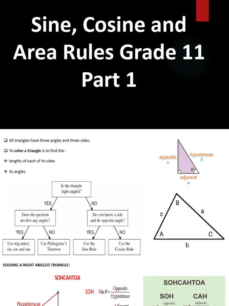 Grade 11 Sine, Cosine, Area Rules | PDF | Trigonometric Functions ...
