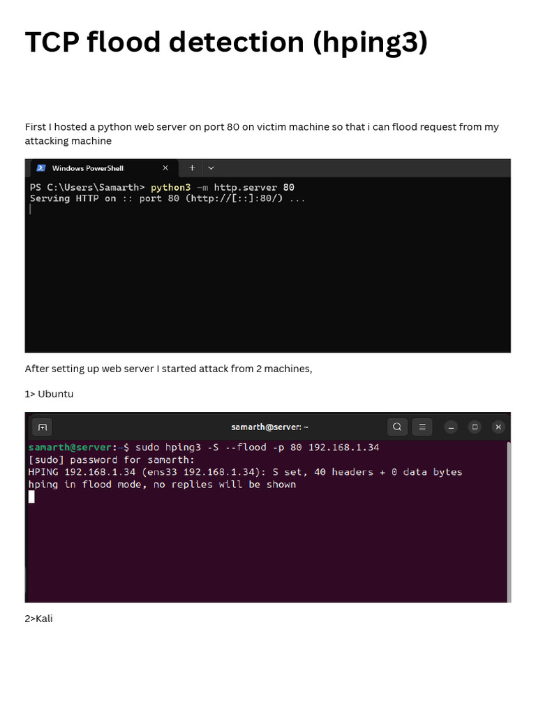TCP Flood Detection (Hping3) | PDF