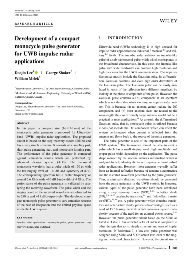 Compact Monocycle Pulse Generator for UWB | PDF | Ultra Wideband ...