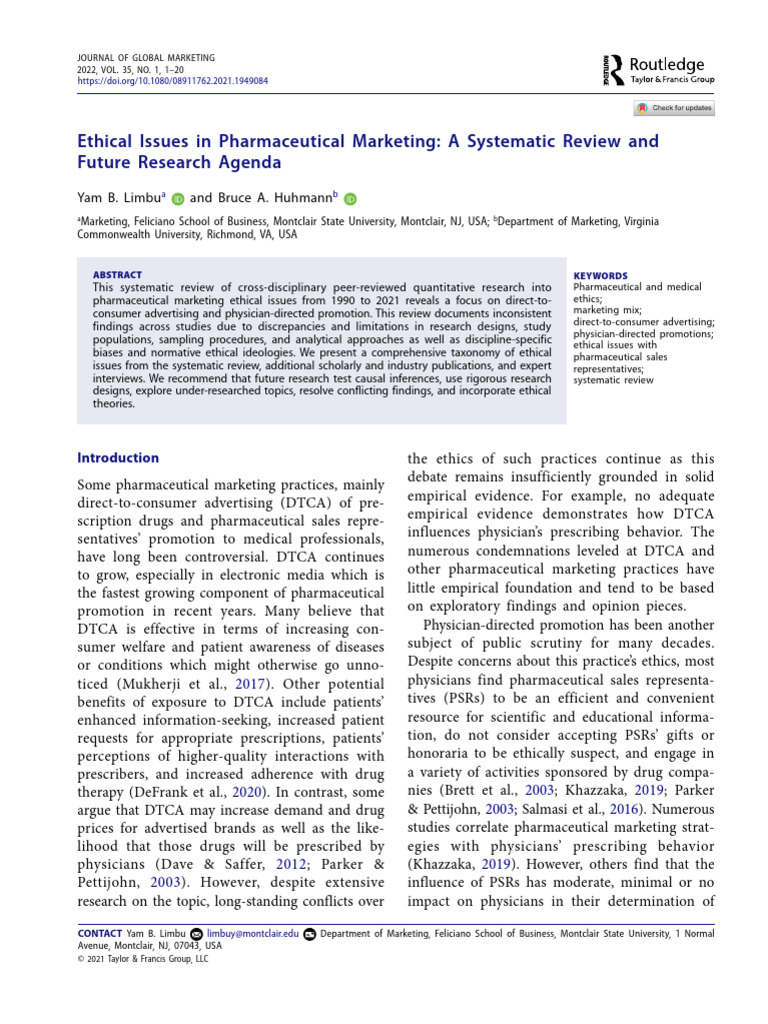 Ethical Issues in Pharma Marketing Review | PDF | Student's T Test ...
