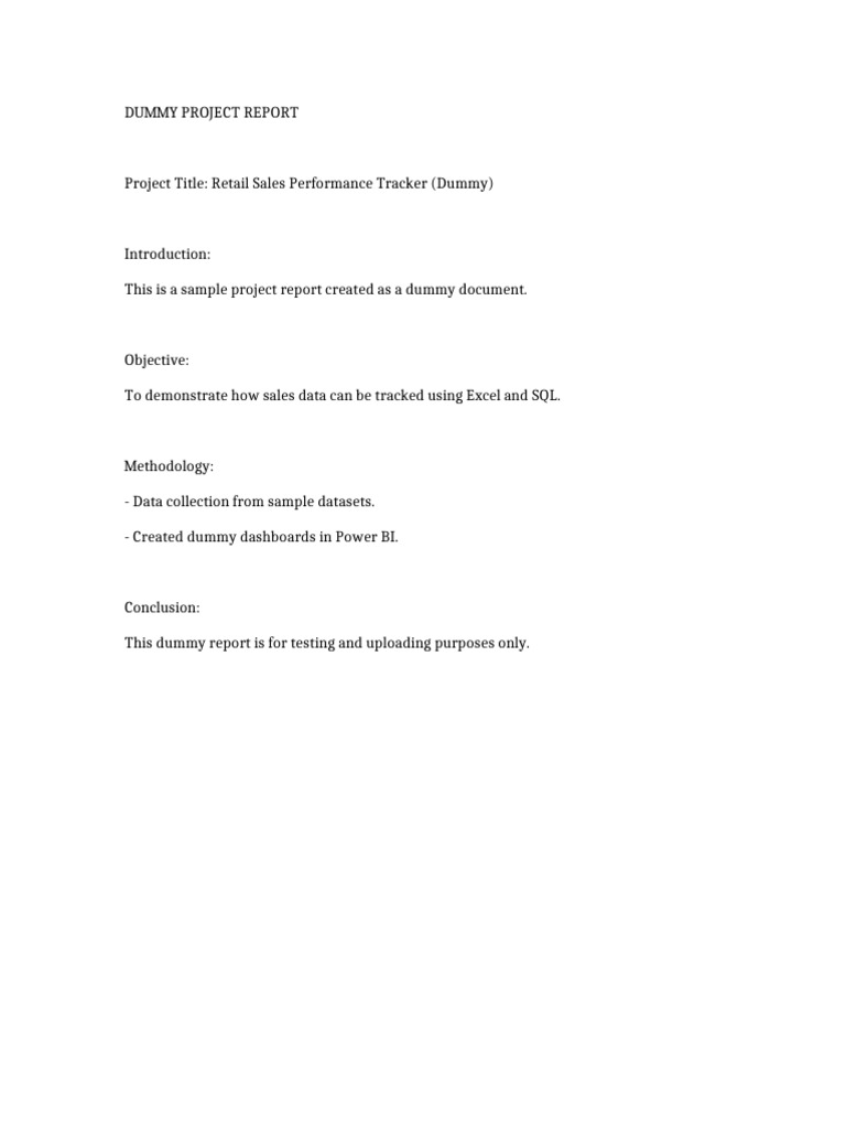 Dummy Project Report | PDF