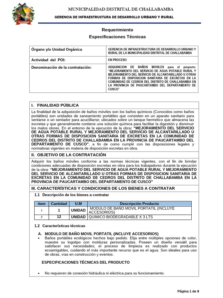 TDR BAÑOS MOVILES | PDF | Arbitraje | Logística