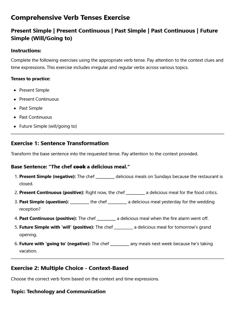Comprehensive Verb Tenses Practice | PDF | Space Exploration | Nasa