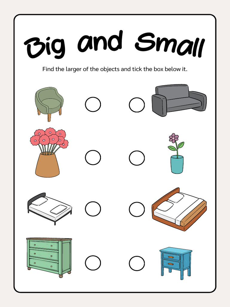 Big and Small Concept Worksheet Grey and White Simple Style PDF | PDF