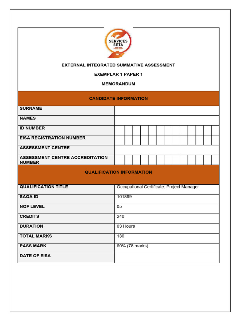 EISA Past Exam Papers & Answers PDF | PDF | Project Management | Risk