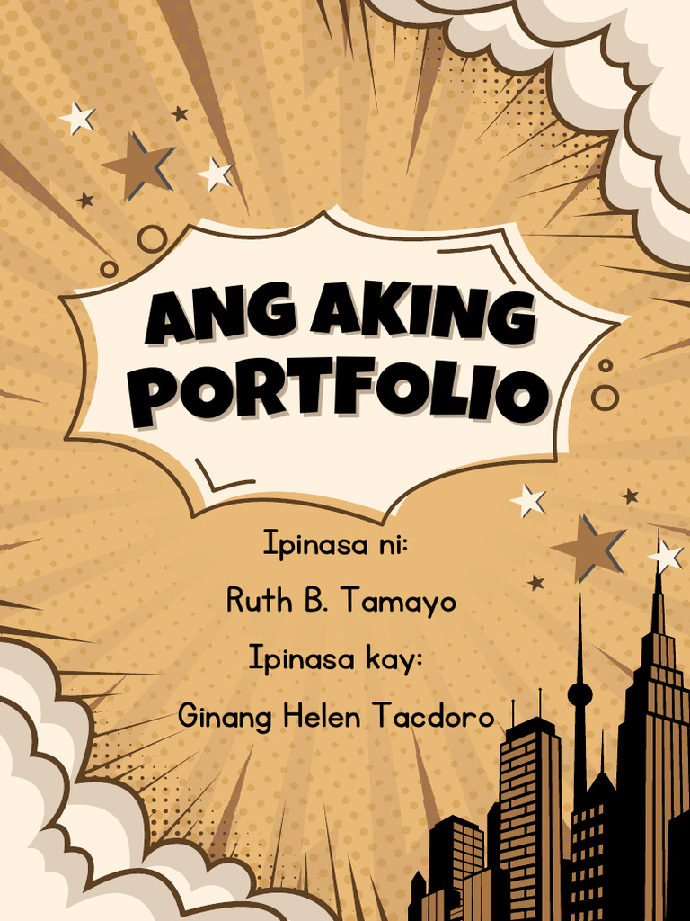 Beige Black Vintage Comic Creative Portfolio Cover A4 Document | PDF