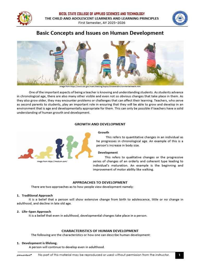 Handout No. 1 - Basic Concepts and Issues On Human Development - PDF - S 1 | PDF | Adolescence ...