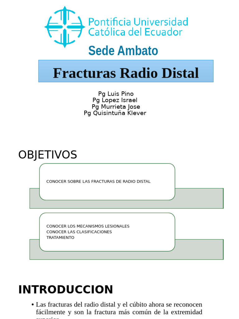 Fracturas Distales de Radio: Clasificación y Tratamiento | PDF | Mano ...