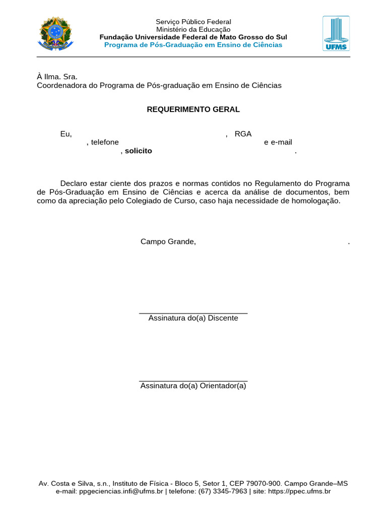 MODELO Requerimento Geral | PDF