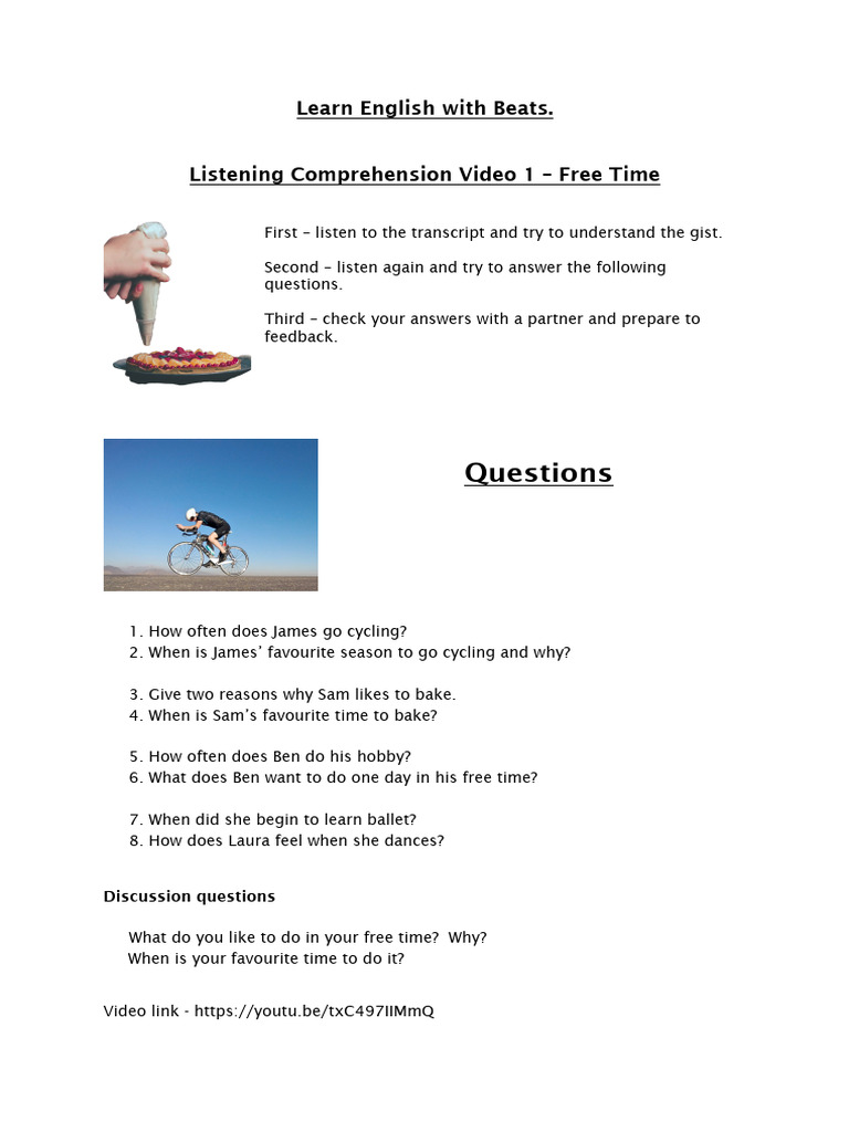 Free Time Activities Listening Practice | PDF | Chess Openings | Chess