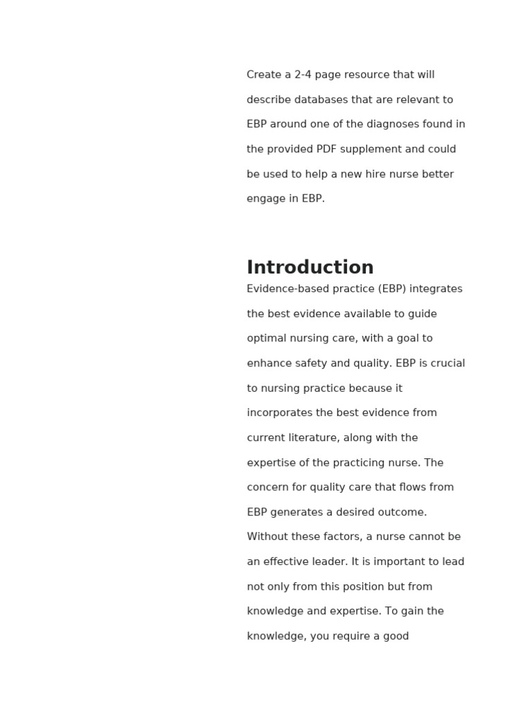 NURS-FPX4030 Assessment 1 Locating Credible Databases and Research - Edited | PDF | Evidence ...